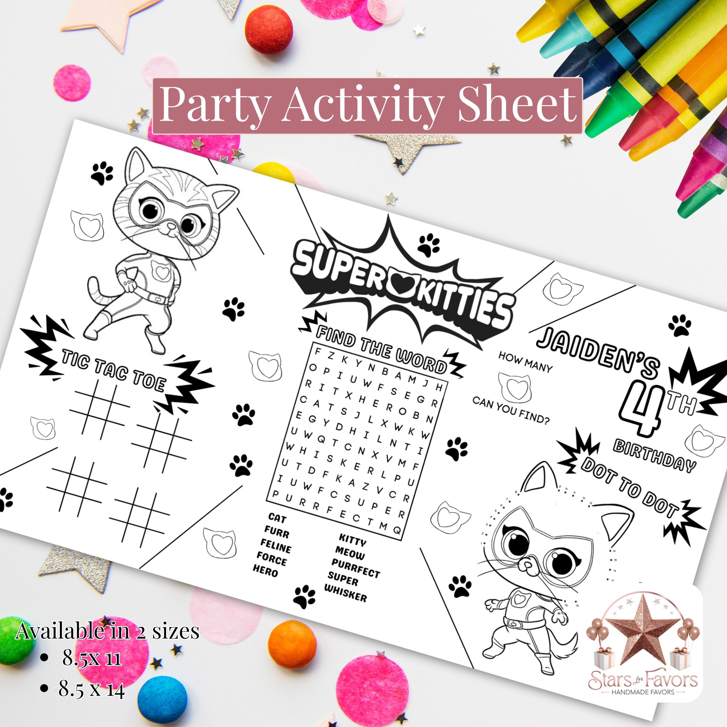 Super Kitties Activity Sheet – Stars For Favors
