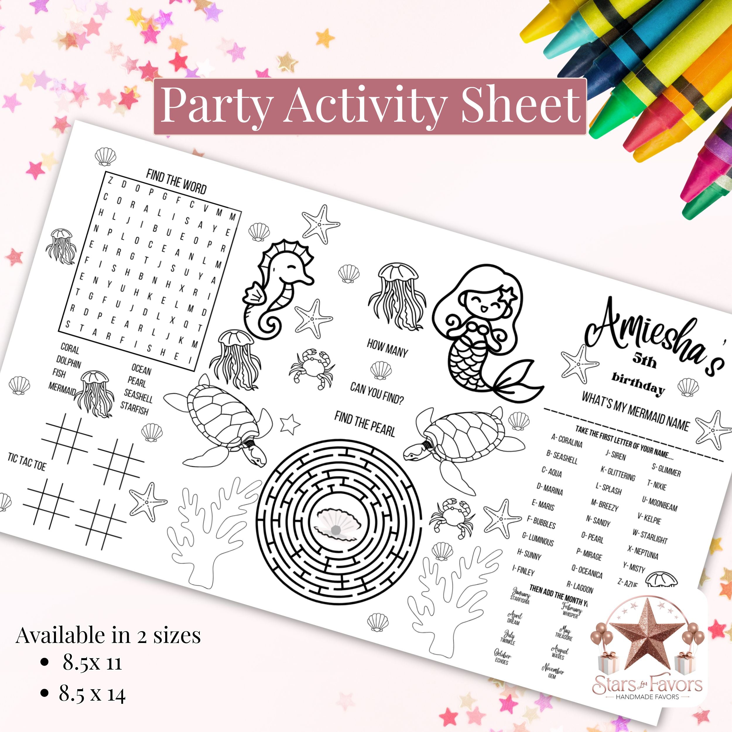 Mermaid Activity Sheet – Stars For Favors