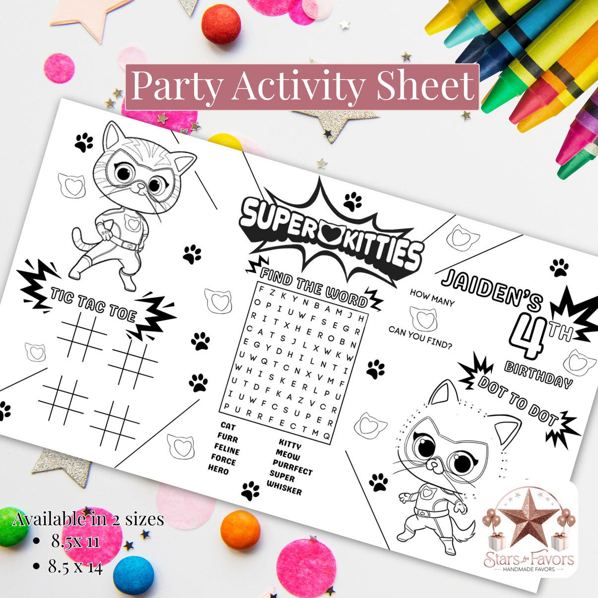 Super Kitties Activity Sheet – Stars For Favors