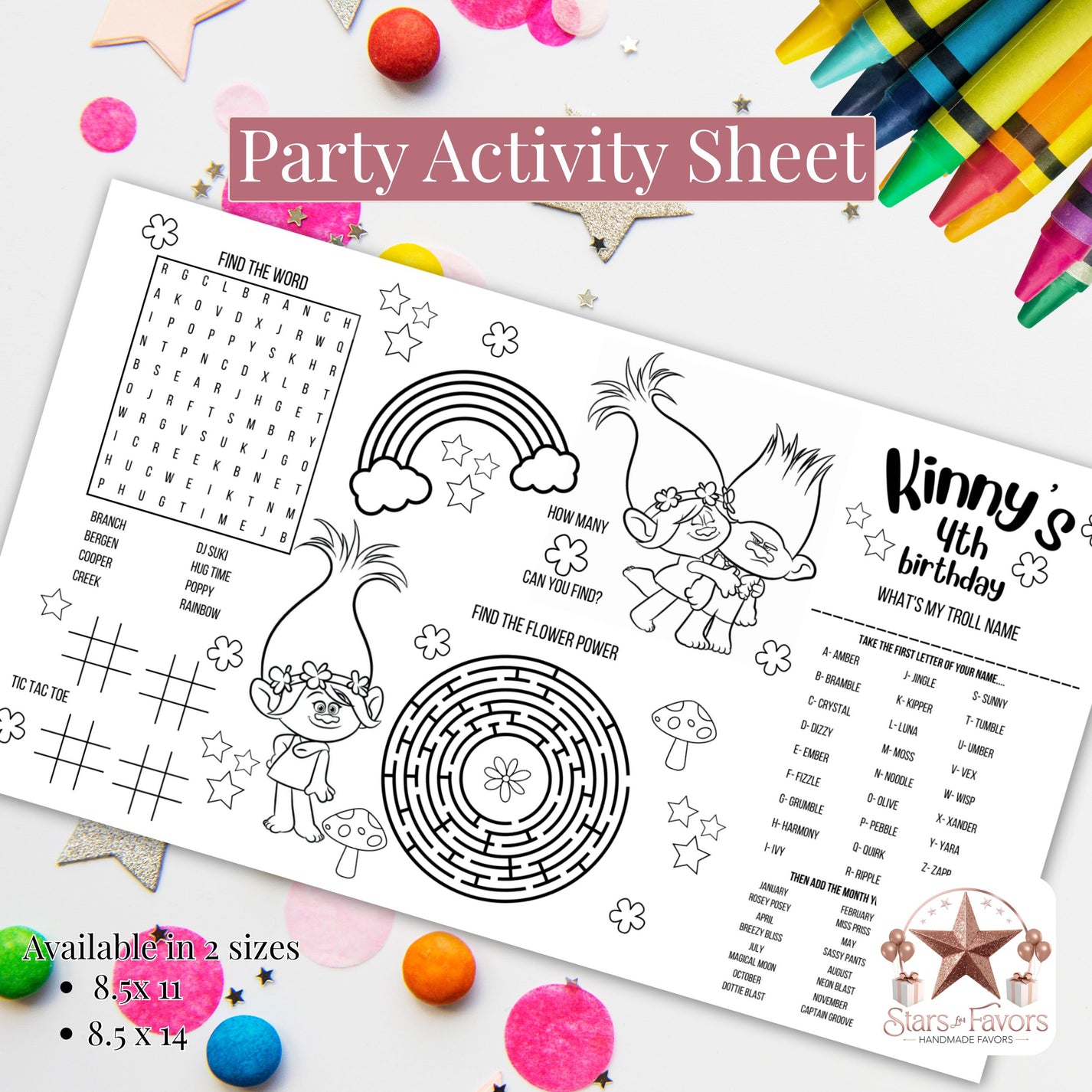 Trolls Activity Sheet – Stars For Favors