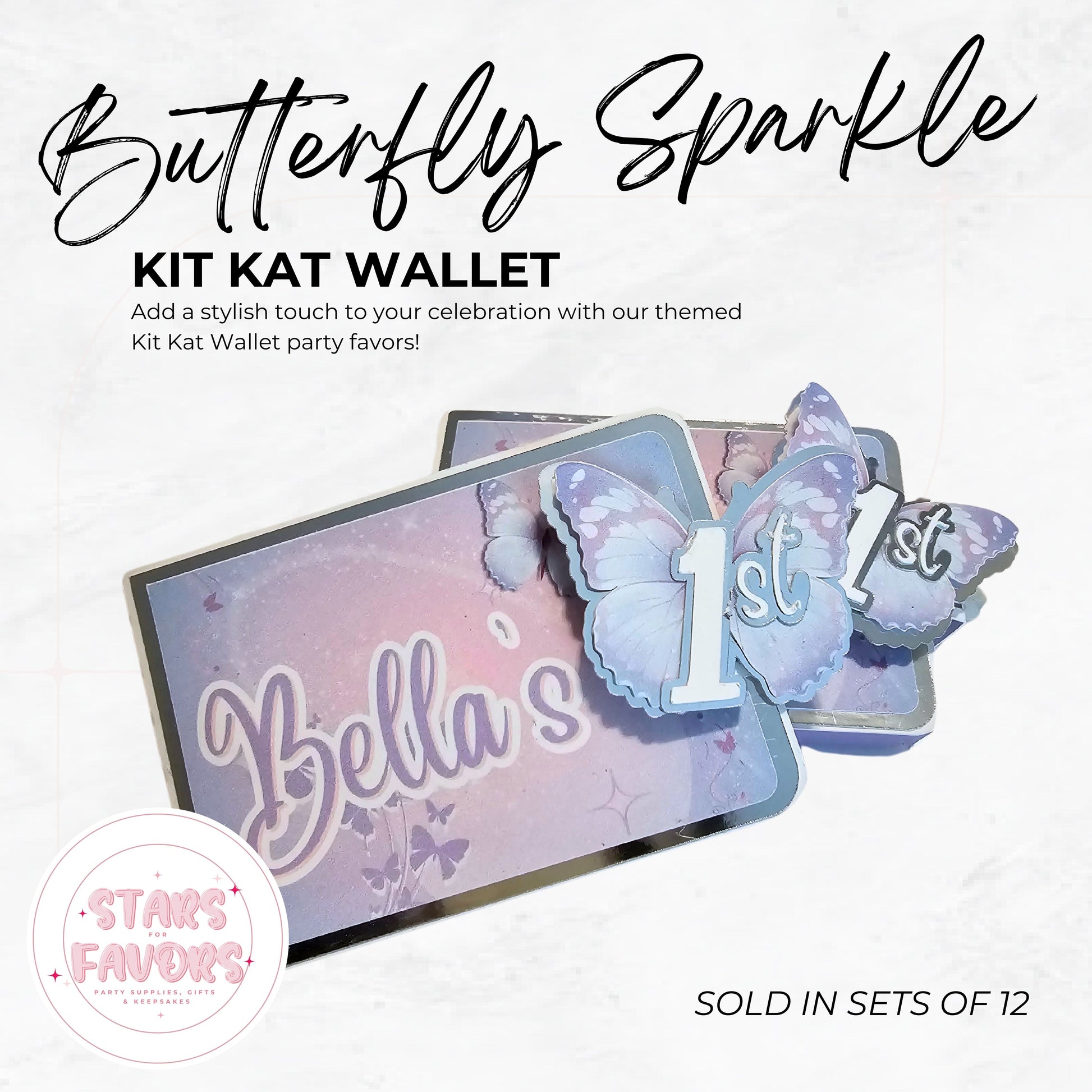 Butterfly Sparkle Lavender Kit Kat Wallet – Stars For Favors