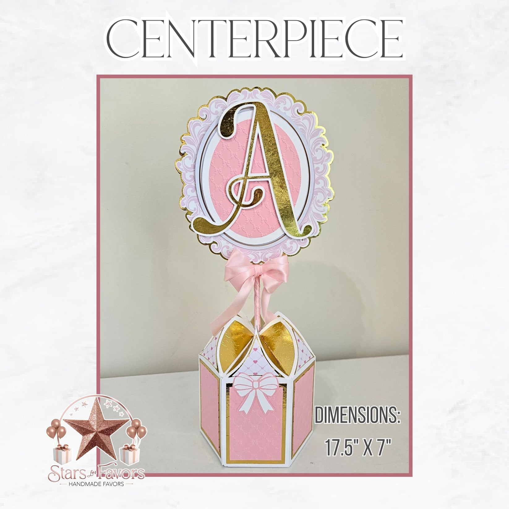 Pink Bows Theme Centerpiece – Stars For Favors