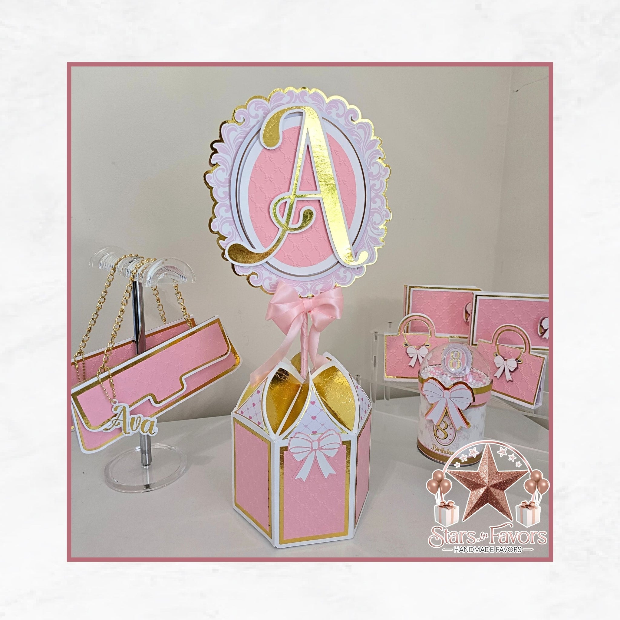 Pink Bows Theme Centerpiece – Stars For Favors