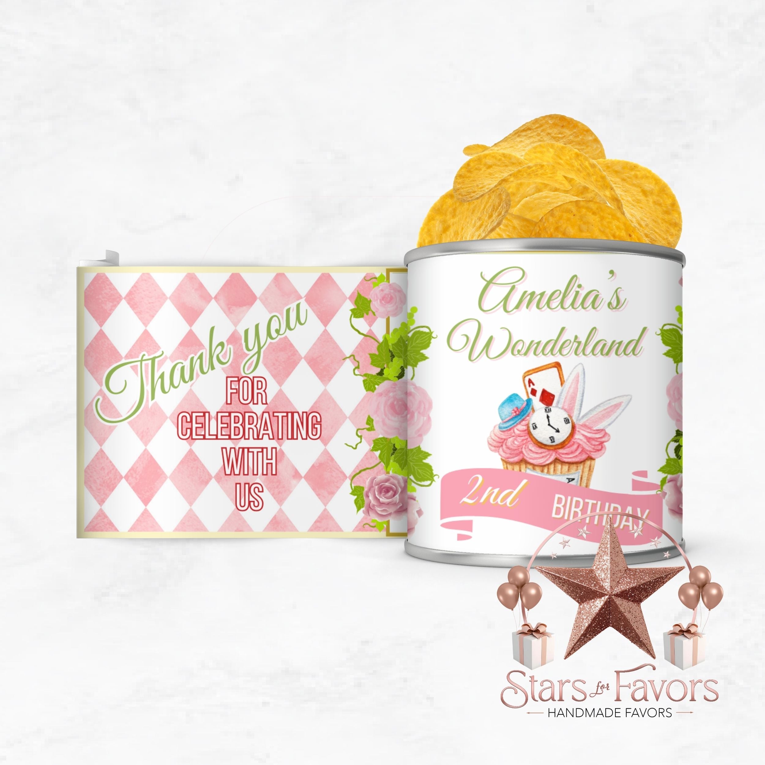 Alice In Wondernland Custom Pringles Chip Cans – Stars For Favors